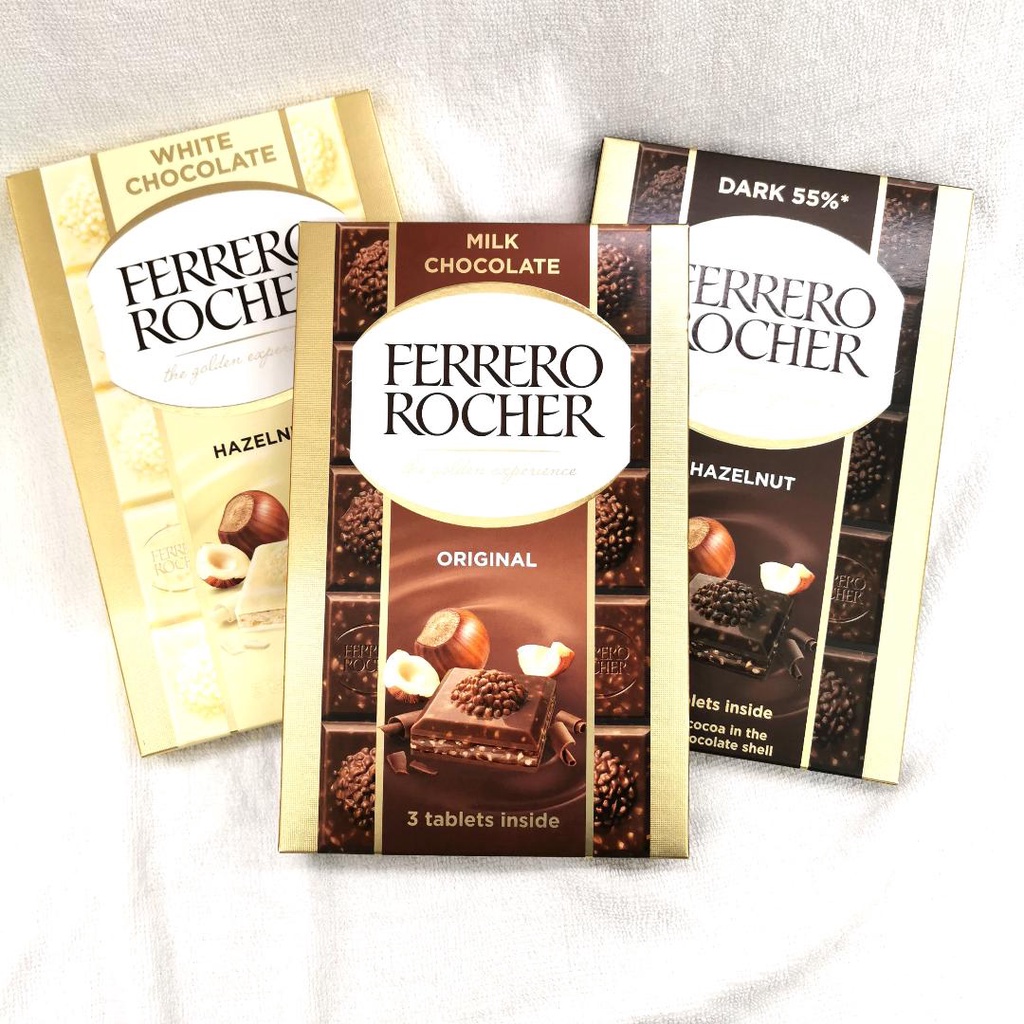 FERRERO ROCHER Chocolate Bar 3x90g (270g) : White Chocolate Hazelnut ...
