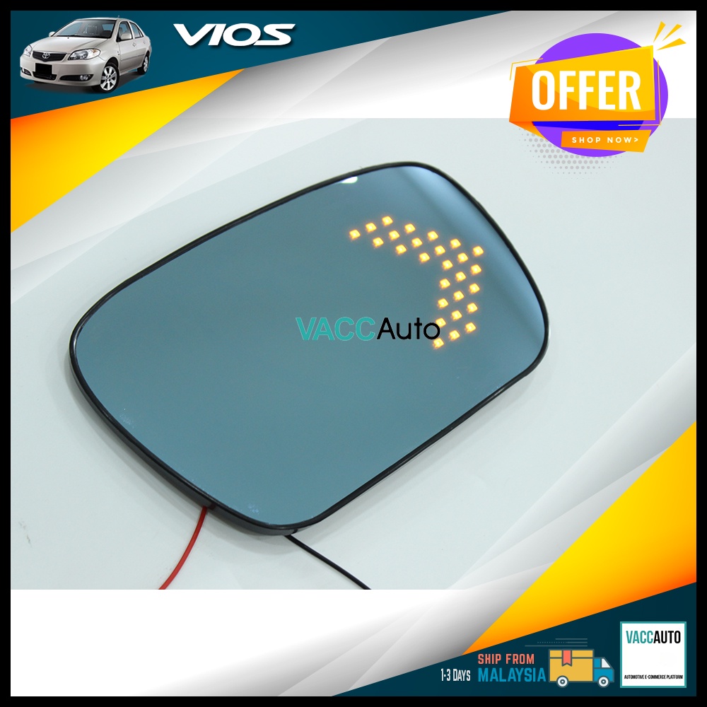 Toyota Vios (1st Gen) Blue Side Mirror With LED Signal Wide Angle Sight ...