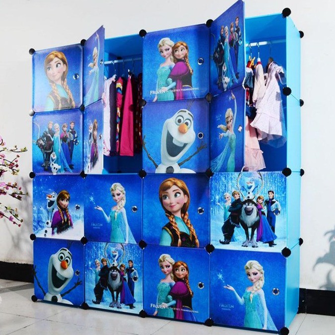 FROZEN BLUE 16C DIY Rack Storage Cabinet Wardrobe With Almari Hanger ...