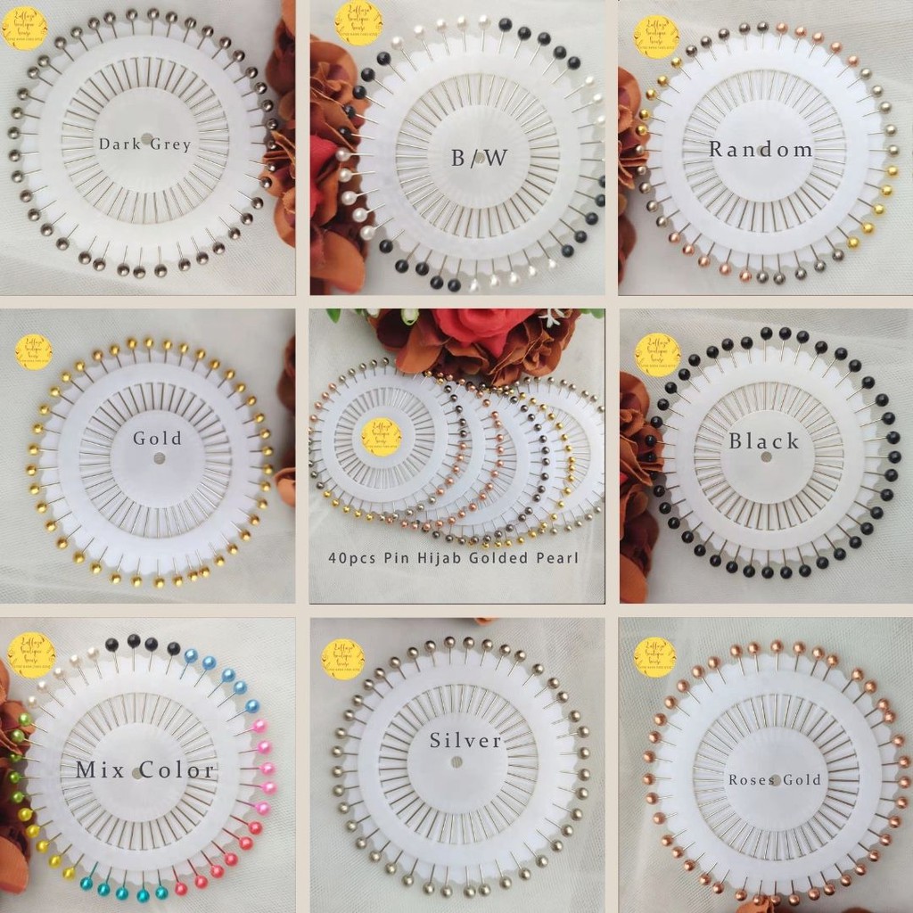 {Laffaza}40pcs Hijab pin golded pearl Tudung Hijab Pin Jarum Peniti ...
