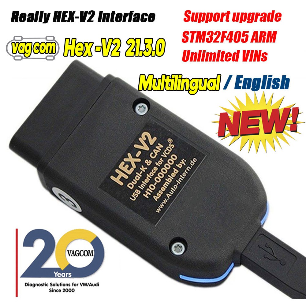 Real hex-v2 VAG COM 23.3 VAGCOM 20.12 VCDSCAN HEX V2 USB Interface FOR ...