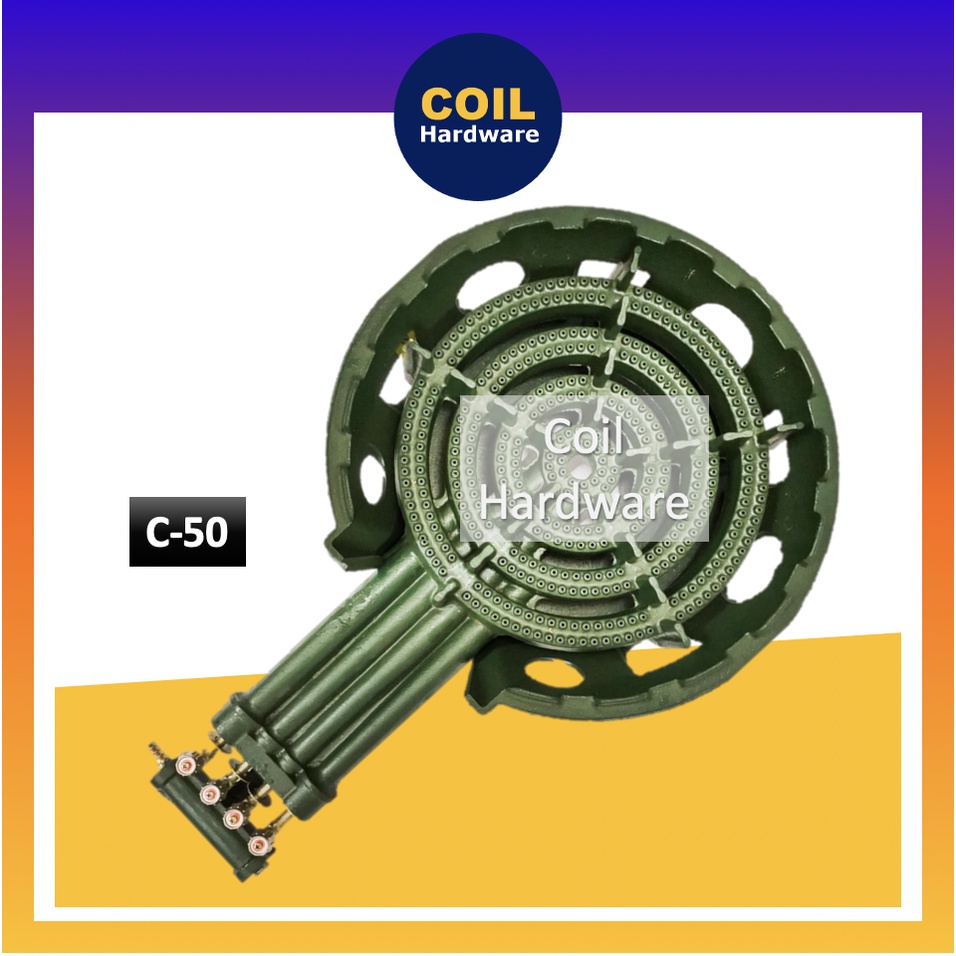 [c 50] Coil Cast Iron Bowl Burner 4 Fire Control High Pressure Gas Stove Complete Set Dapur