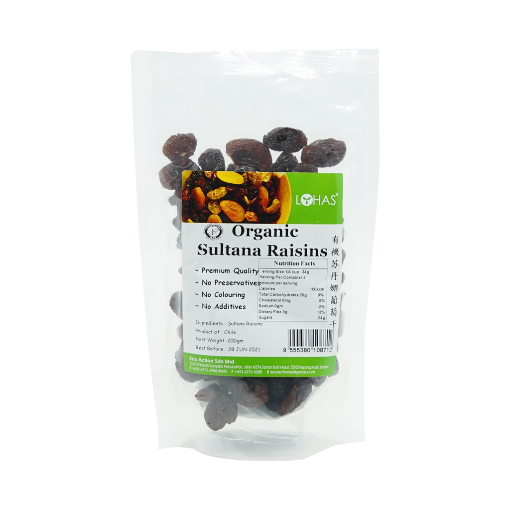 Lohas Organic Black Raisins 200g / Organic Monukka Raisins 200g ...