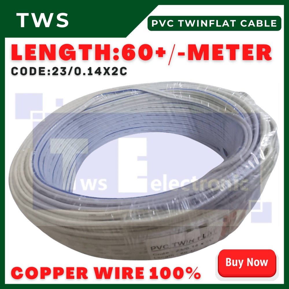 TWS PVC Twin Flat Cable Wire| 2 core wire|multifunction|copper wire|100 ...