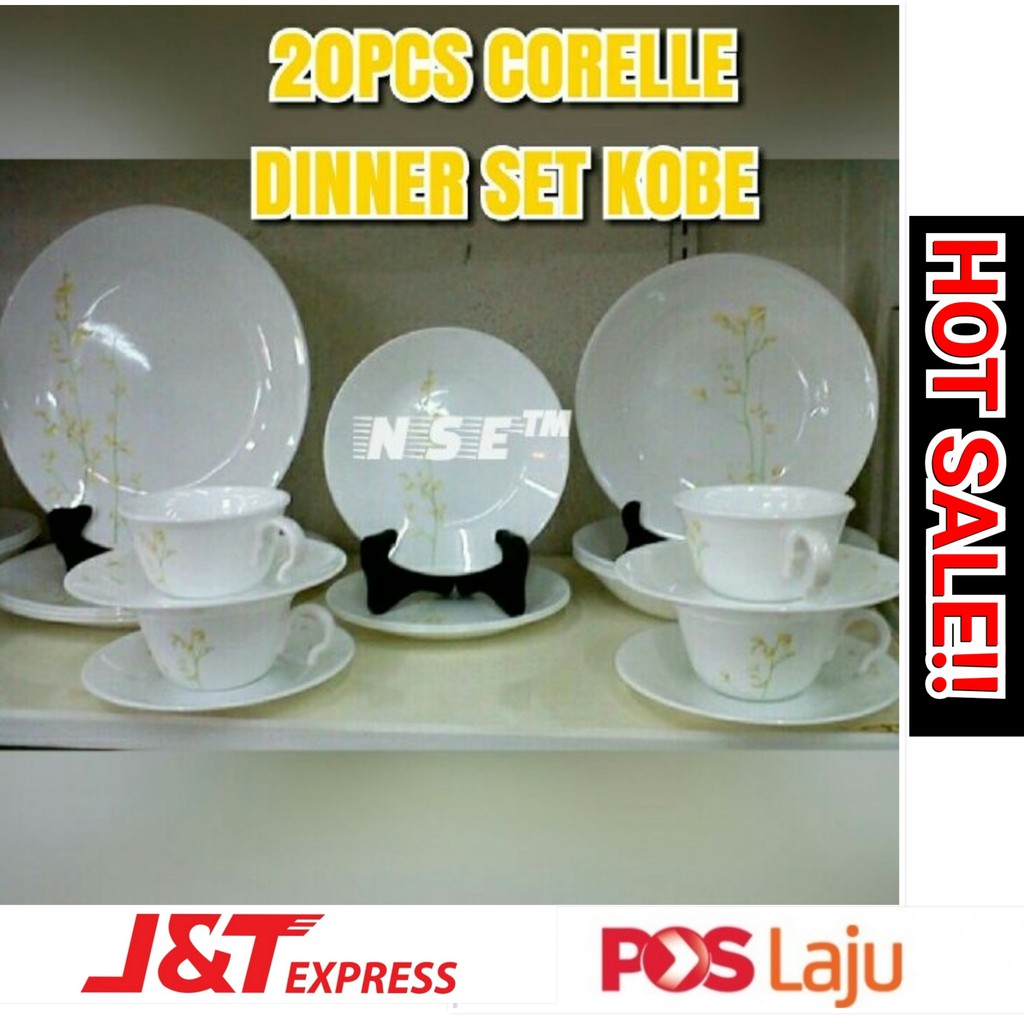 ORIGINAL! 20PCS CORELLE DINNER SET KOBE / SET PINGGAN CAWAN KACA ...