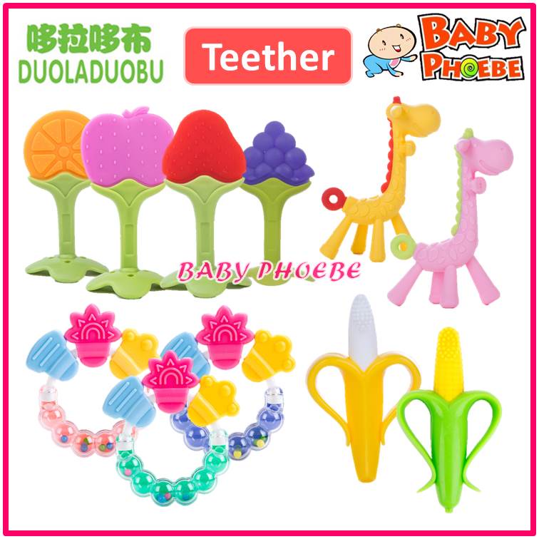 Colourful Fruit Design Infant Baby Soft Silicone / Plastic Teether ...