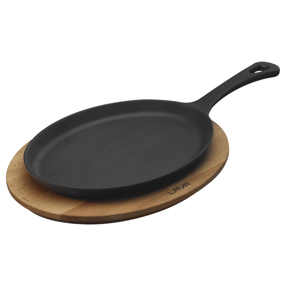 Lava Fajita Plate Oval Skillet & Wooden Platter 17 X 23 CM | Shopee ...