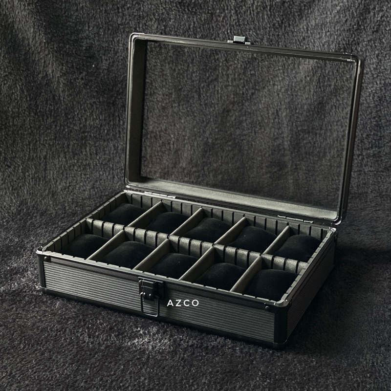[Ready Stock] Matte Black Aluminum Frame Watch Box/Storage (3/5/10 ...