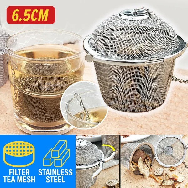 Mango_leong0123 [ 6.5CM ] Stainless Steel Tea Herb Mesh Netball Filter ...