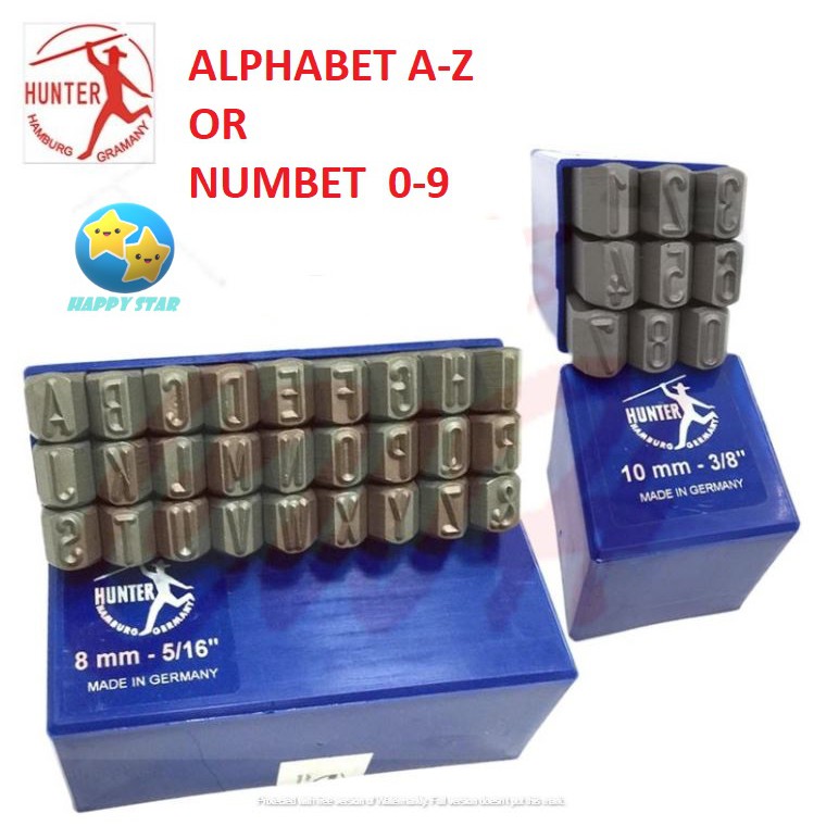 HUNTER ALPHABET NUMBER STAMP A-Z 0-9 PUNCHES PUNCH NOMBOR PUNCH PLATE ...