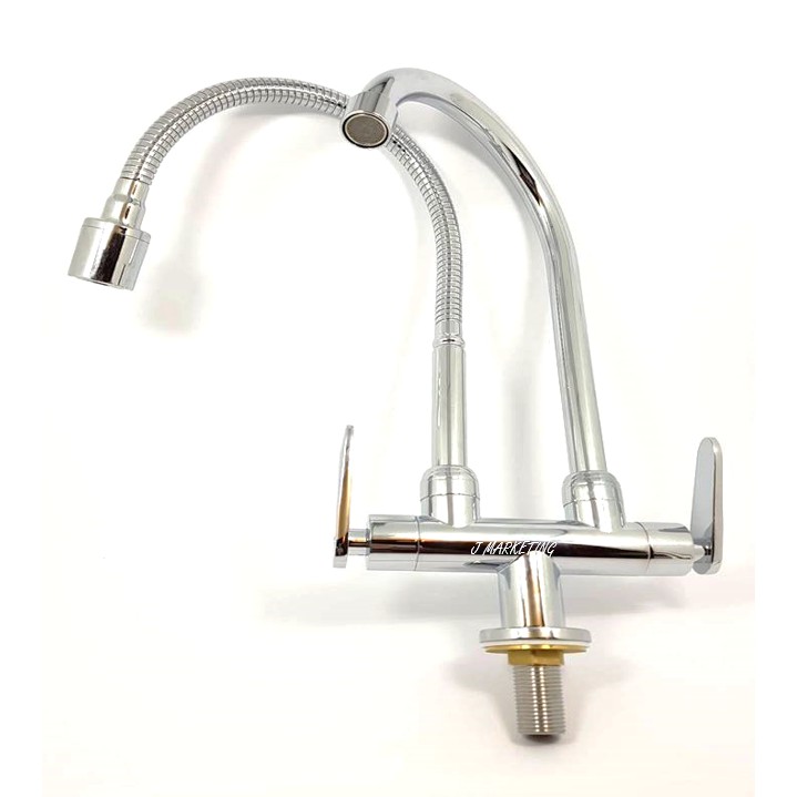 CODECOR Premium Double Pillar Sink Tap (Flexible & Fix) | Shopee Malaysia