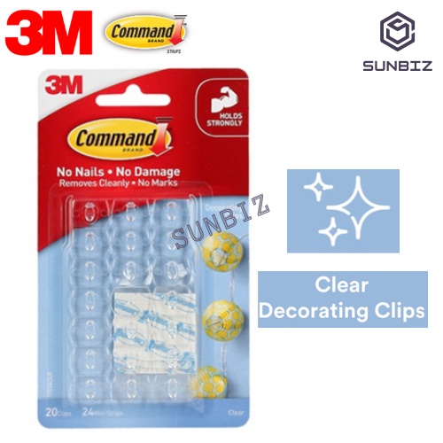 3M Command Clear Decorating Clips - Damage Free Removable Indoor Wall ...