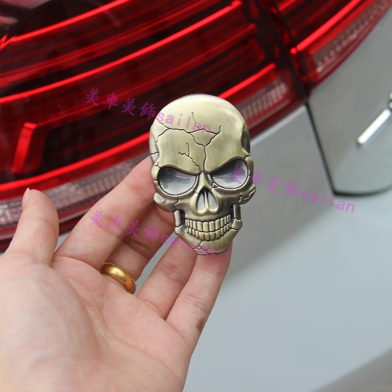 Car Decoration Label Skull Car Label Halloween Modified Metal Body ...