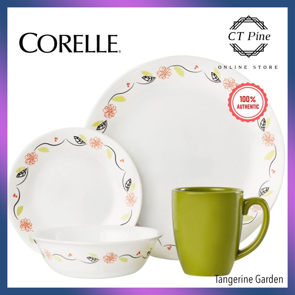 Corelle 16pc or 24pc Dinnerware Set Livingware [Tangerine Garden ...