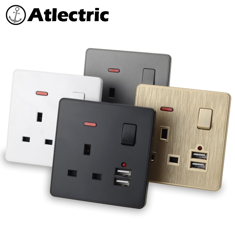 🔥Atlectric Malaysia Plug Socket Dual USB Charger Port Power Indicator ...