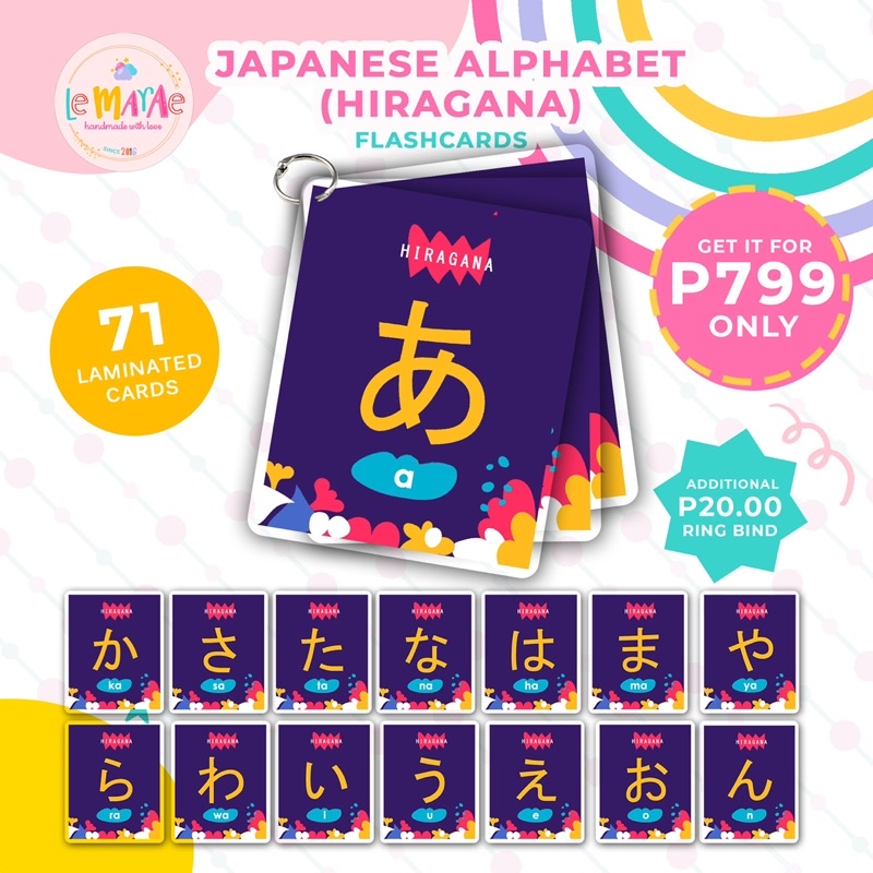 JAPANESE ALPHABETS HIRAGANA KATAKANA COMBINATIONS Laminated Flashcards ...