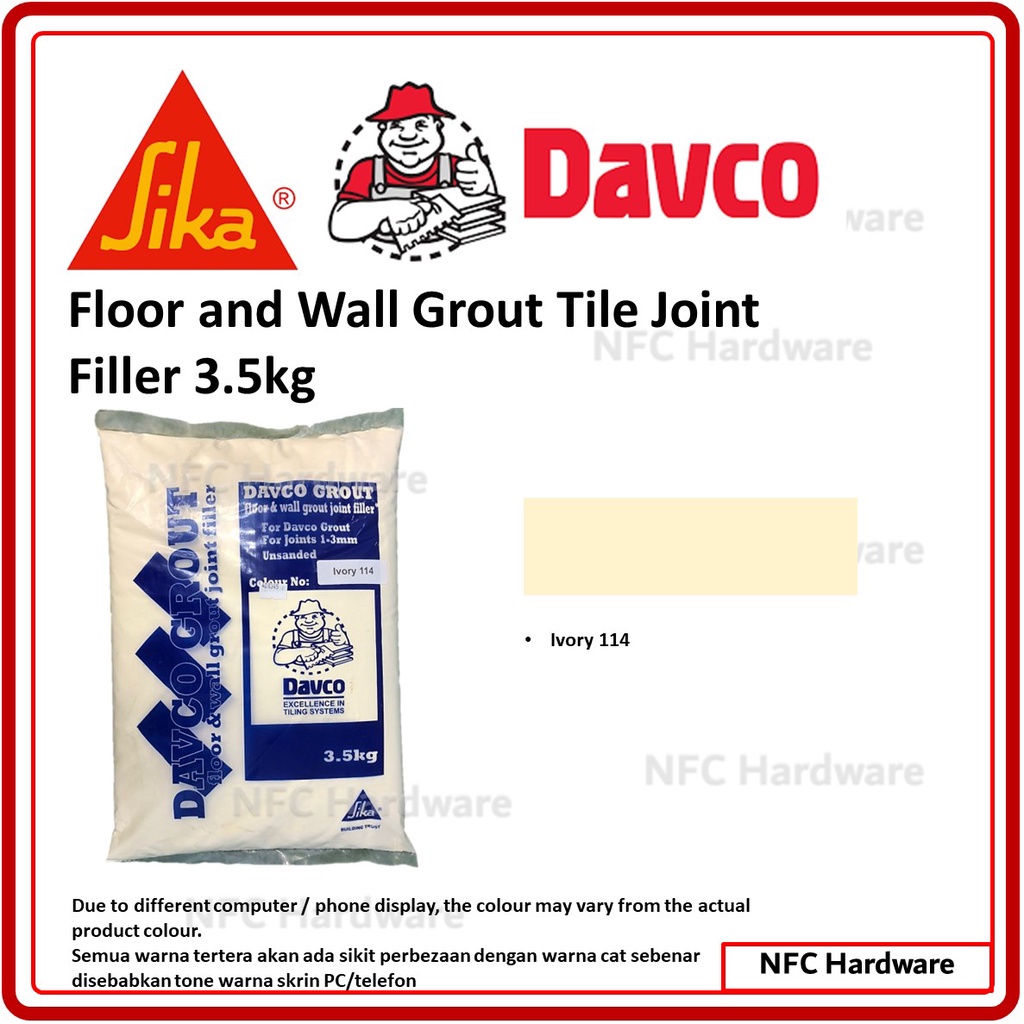 SIKA Davco Floor and Wall Grout Tile Joint Filler 3.5kg | Shopee Malaysia