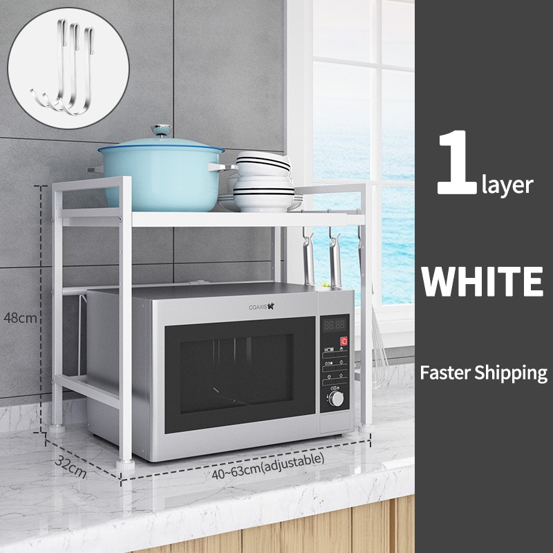 Microwave Rack Oven Rack Kitchen Rack Stainless Steel Storage Rack Rak ...