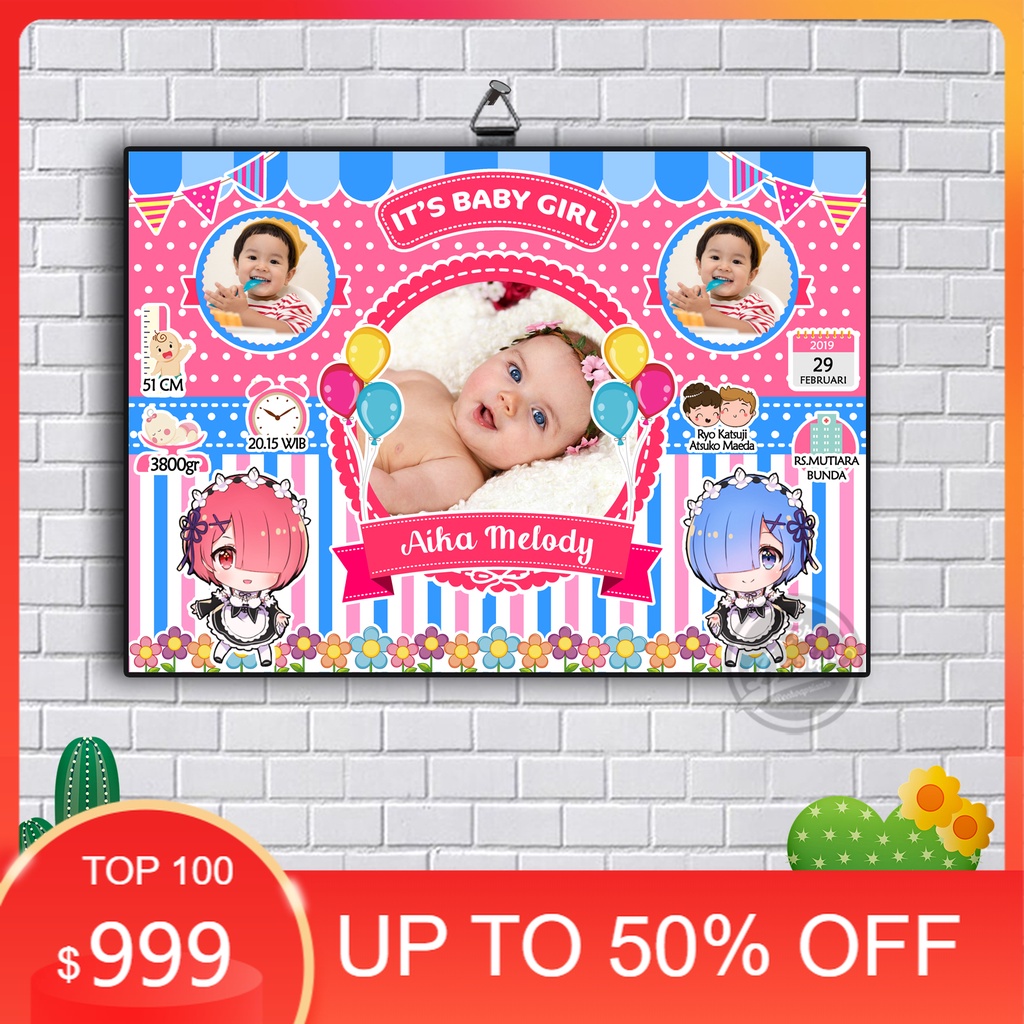 HIASAN DINDING Baby Biodata wall decoration wel decor MDF 29x40 cm ...