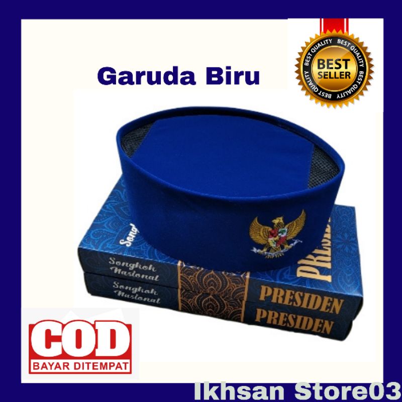 Songkok Cap Cap Cap Embroidered Garuda logo 9cm High/Blue Garuda Cap ...
