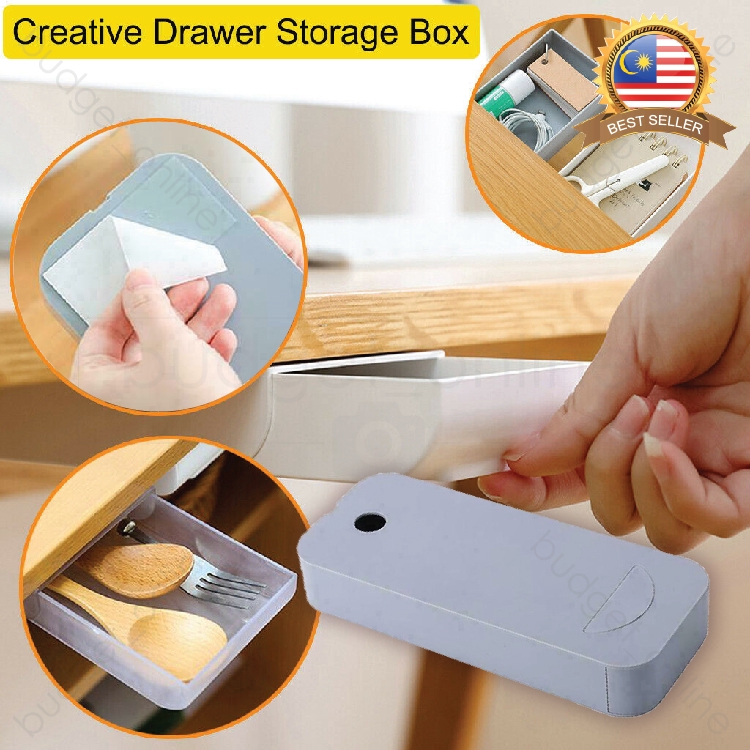 Hidden Drawer Storage Box Under Table Stationery Case Desk Organizer ...