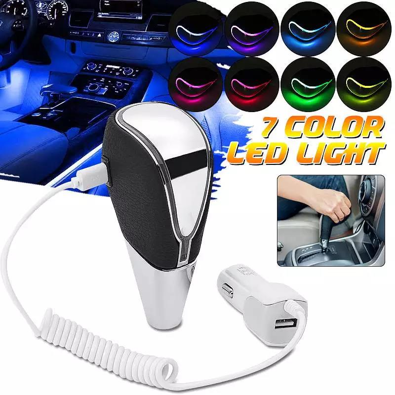 Car Gear Shift Knob LED Lever Shifter Gearstick Multi-color Changeable ...