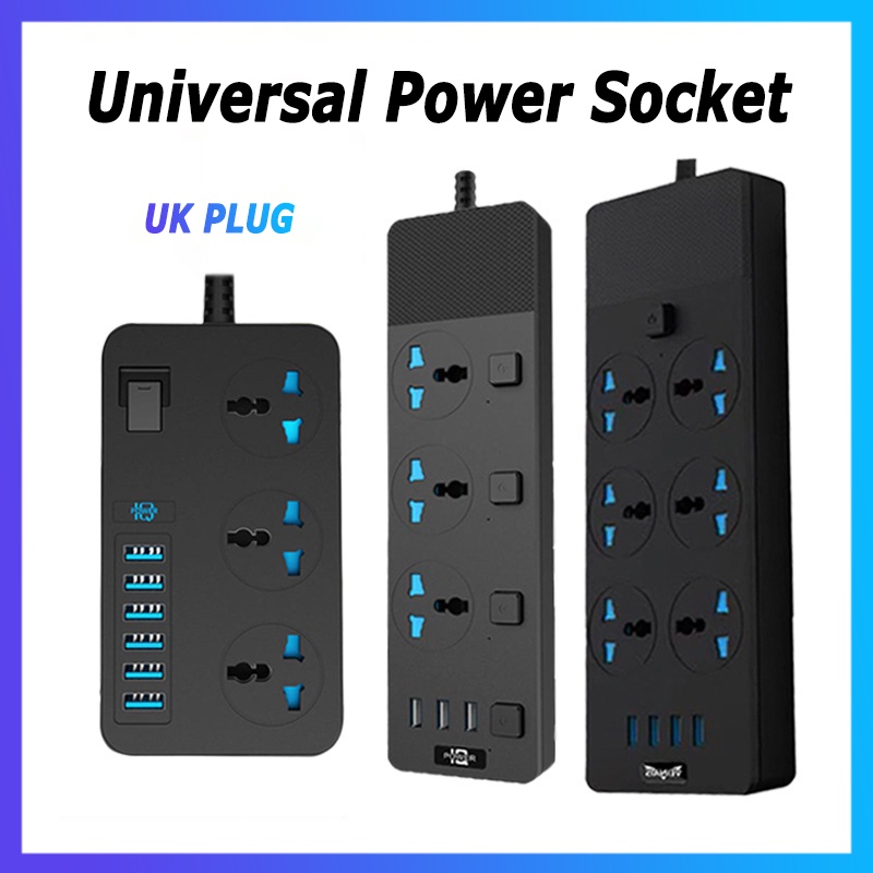 Universal 3000W 3/6 Power Socket 《Extension Socket》 USB Ports Power ...