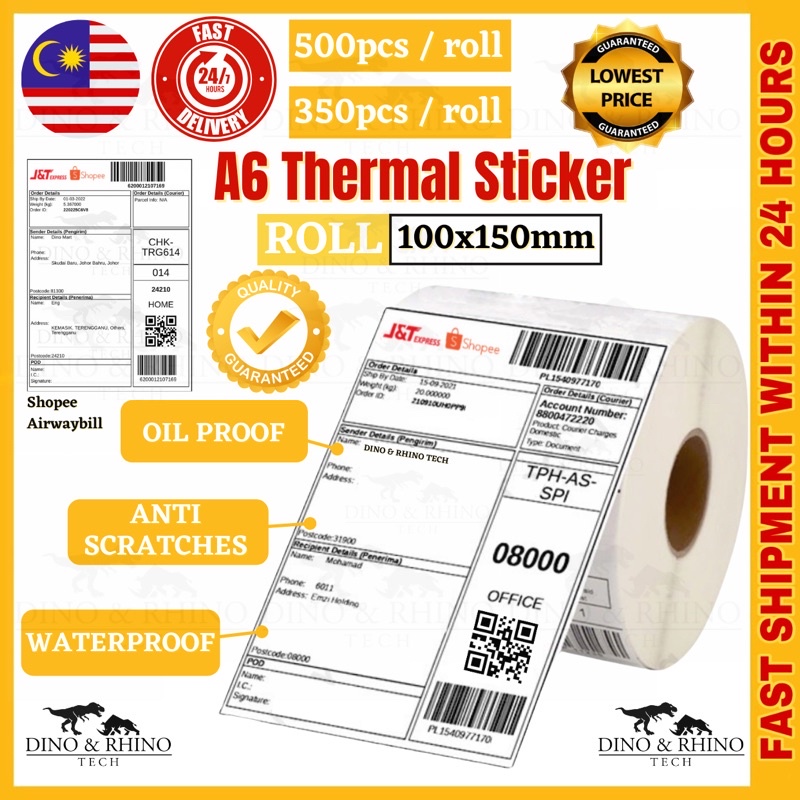 PREMIUM A6 Thermal Sticker Paper Xprinter Shopee AWB Waybill Shipping ...