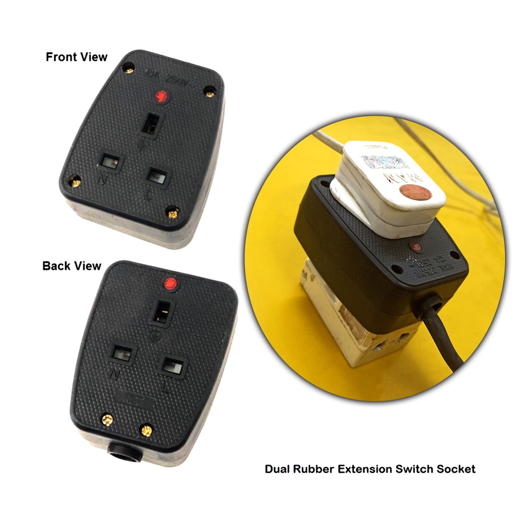 Heavy Duty Dual Rubber Unbroken Trailing Wire Extension Socket Wire 5M ...