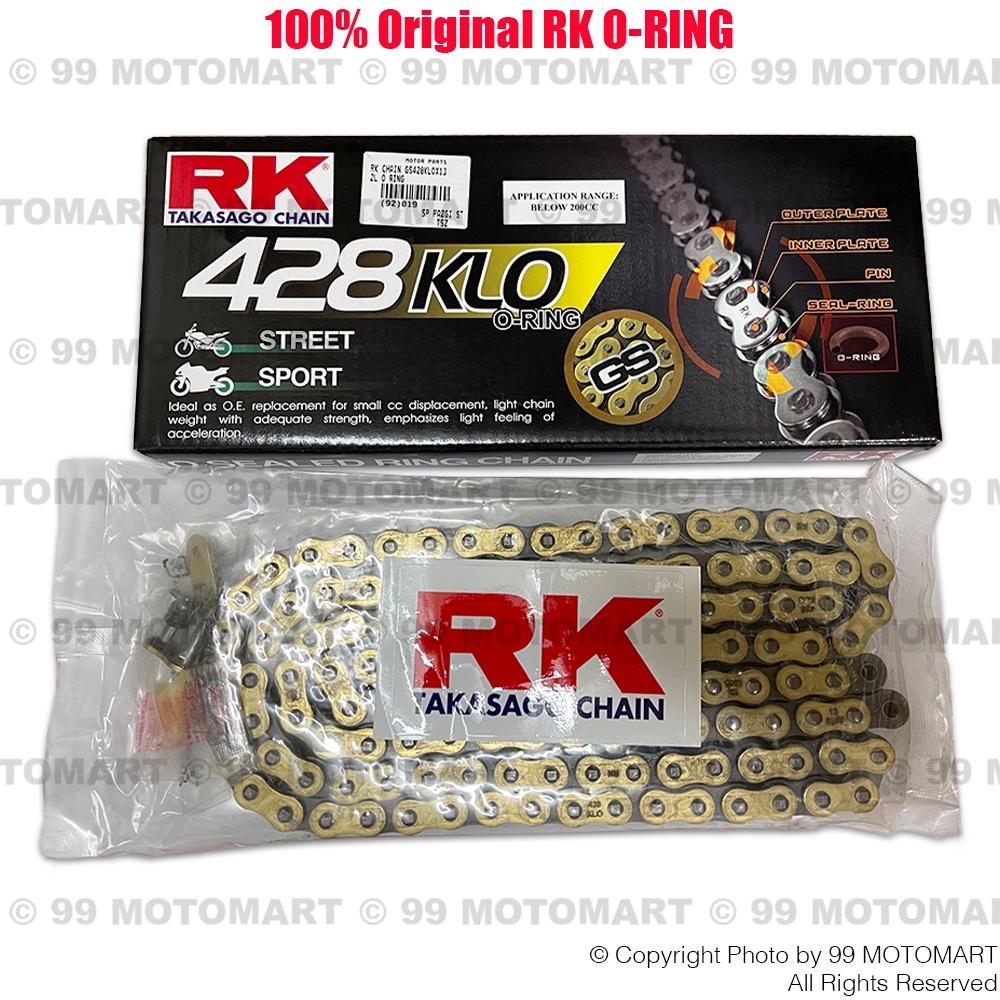 RK CHAIN GS 428 KLO O-RING Gold Chain Motorcycle Rantai Gold Motor ...