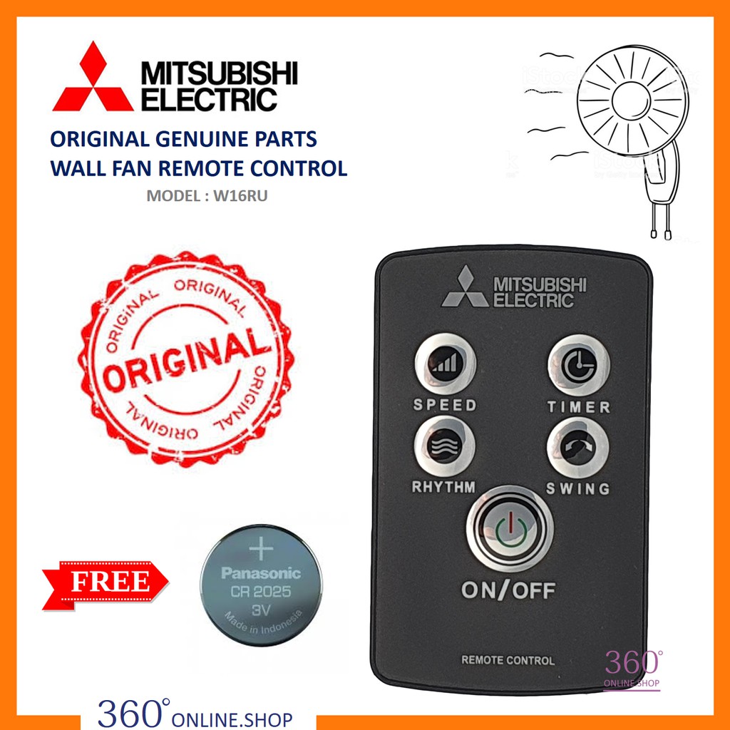 **Original** Mitsubishi Genuie Part Wall Fan Remote Control (W16-RU ...