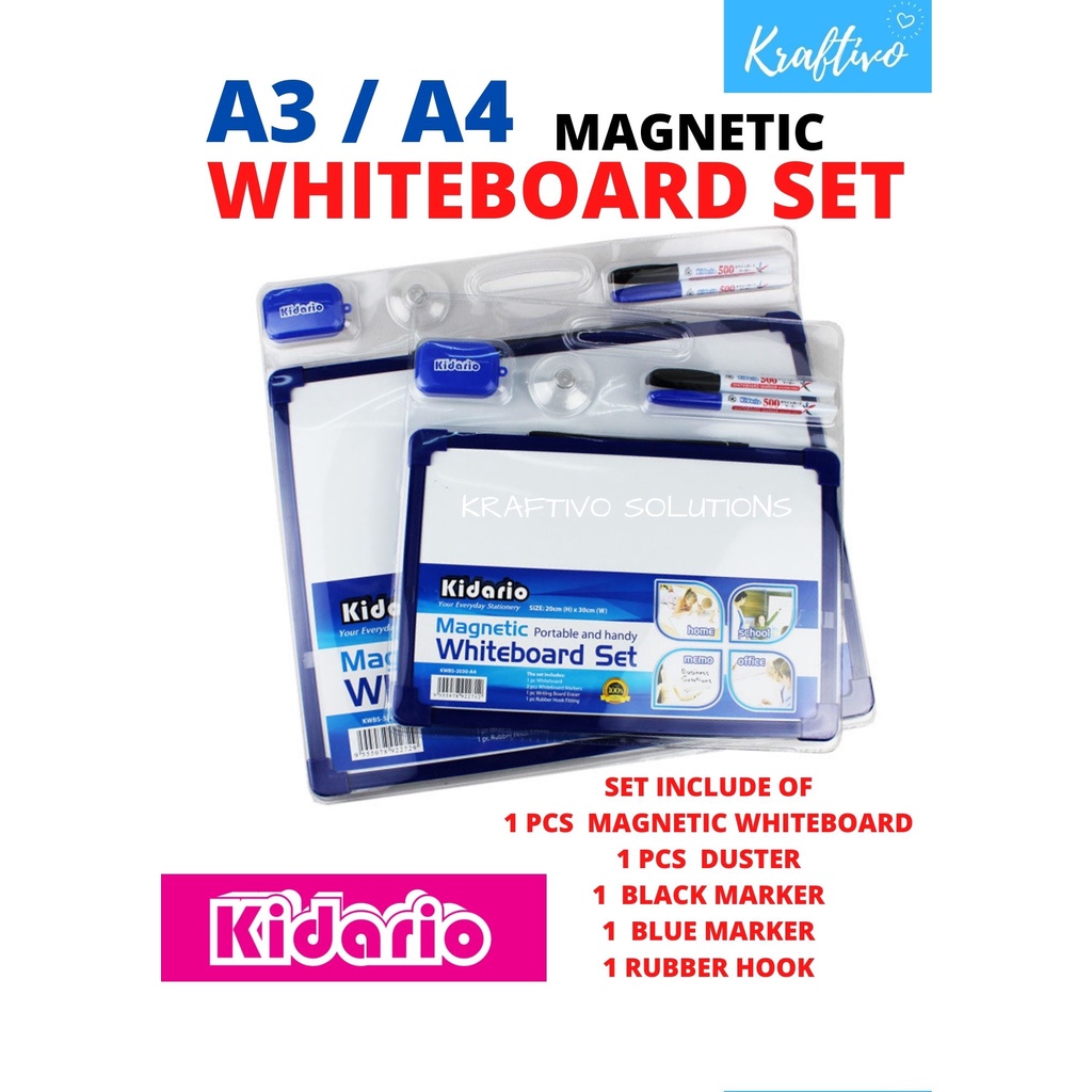 [ A4/A3 ] KIDARIO MAGNETIC WHITEBOARD SET FOC WHITEBOARD MARKER ...
