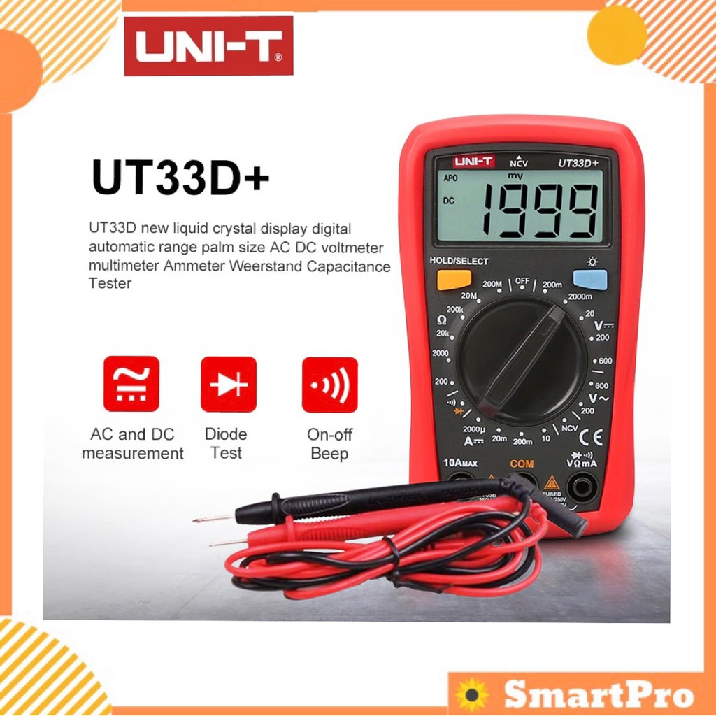 UNI-T UT33D+ Palm Size Digital Multimeter | Shopee Malaysia