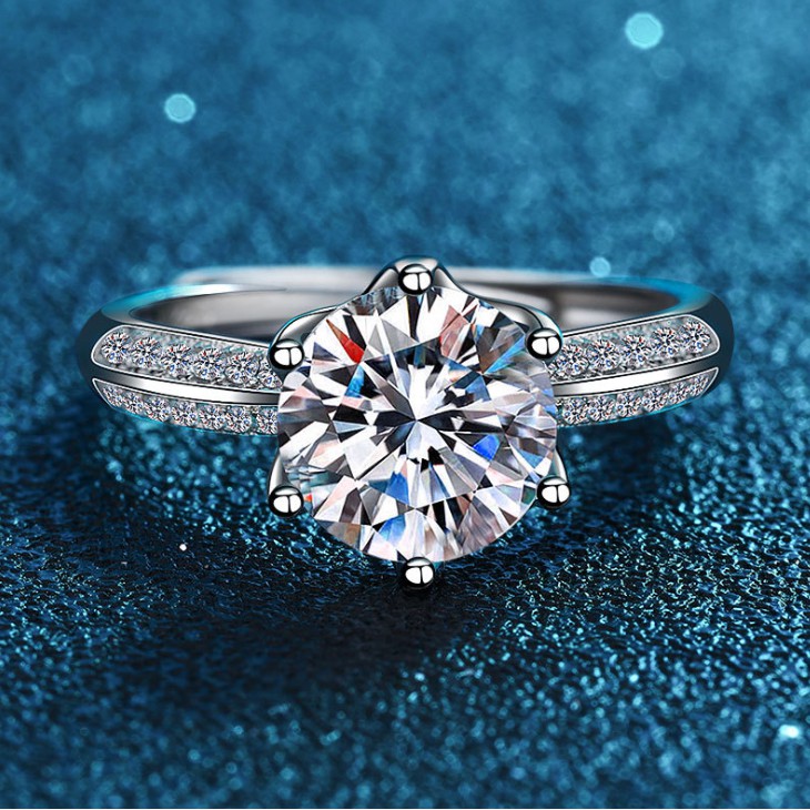 D color moissanite [with GRA certificate] 100% S925 silver half-wall jiangshan ring female ...