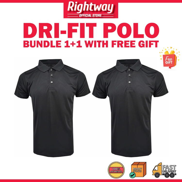 RIGHTWAY The Most Durable Quick Dry Polo Unisex Mini Mesh Microfiber Active Polo [Bundle of 2 ...