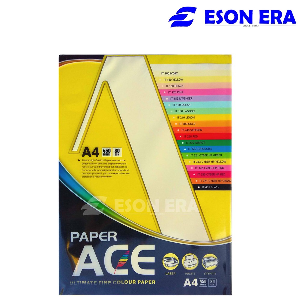 ACE A4 Colour Paper 80gsm 450 Sheets Kertas Warna | Shopee Malaysia