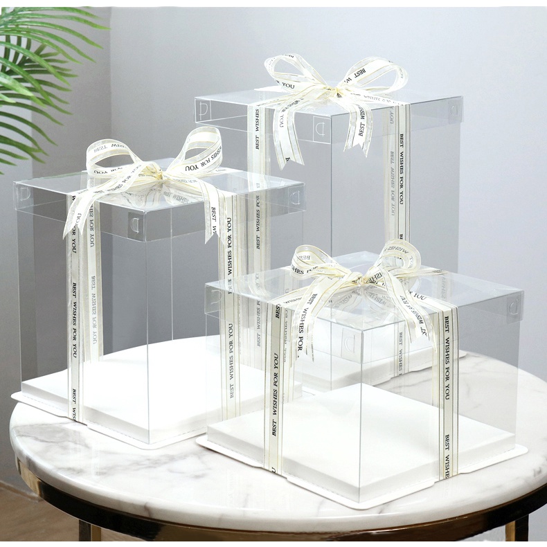 Transparent Cake Box 6" to 17"Gift Box FlowerBox (No Ribbon) Kotak Kek ...