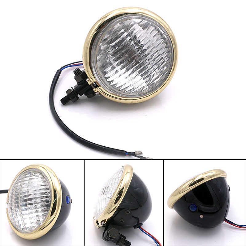 Motorcycle Vintage Old School Copper Retro Headlight For Harley Bobber ...