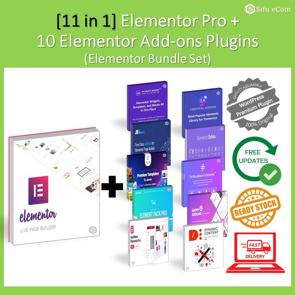 [11 in 1] Elementor Pro + 10 x Elementor Add-ons Plugins [Latest ...