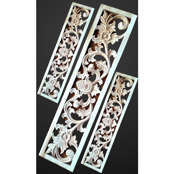 KAYU Wall Decoration Carved Ornament Paste Luster Mahogany Wood Lung ...