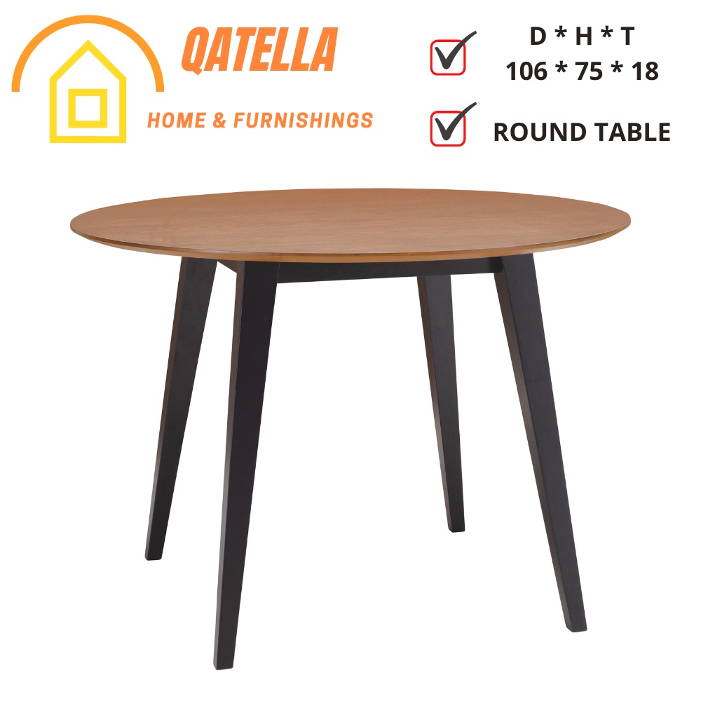 Qatella PLATON 1.05M Round Dining Table Round Table Meja Makan Bulat ...