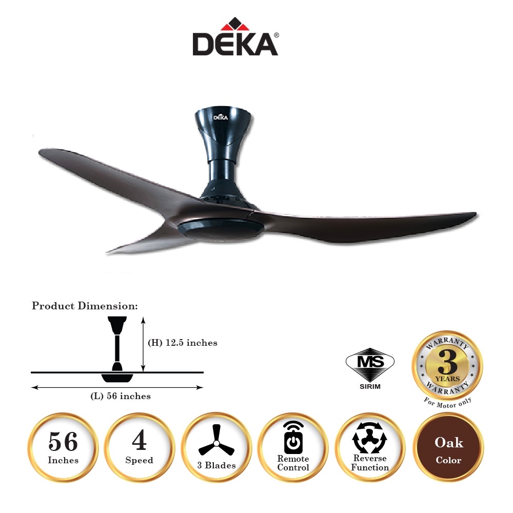 DEKA SX78 56" BLACK/BAMBOO/OAK DECORATIVE CEILING FAN | Shopee Malaysia