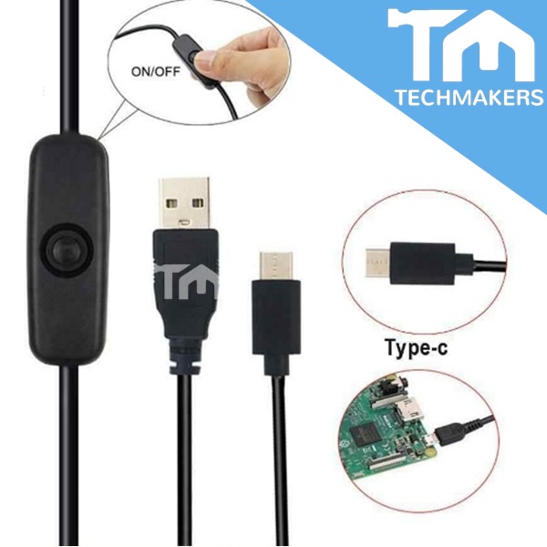 Raspberry Pi 4 4B Power Supply Adapter Cable 5V 3A USB to Type C ...