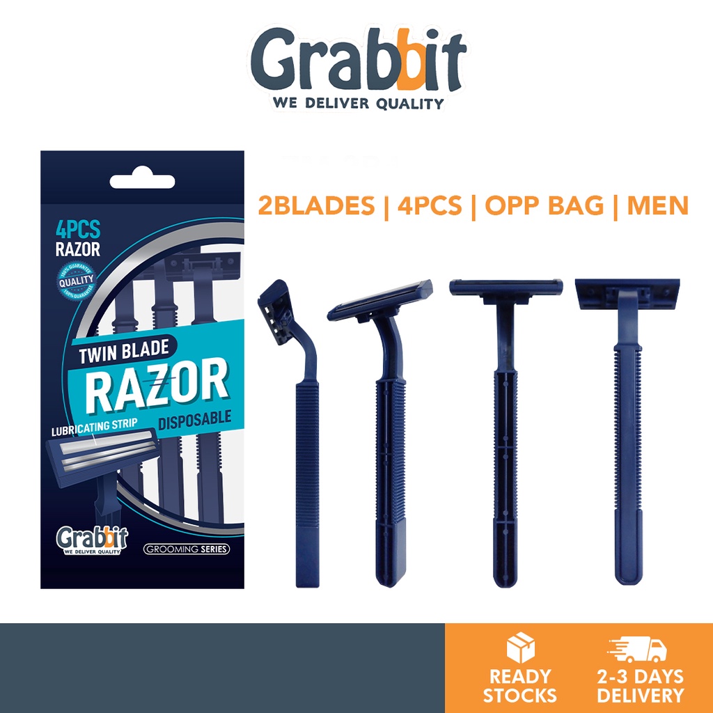 Grabbit Disposable Twin Blade Razors (4 Pcs) | Shopee Malaysia