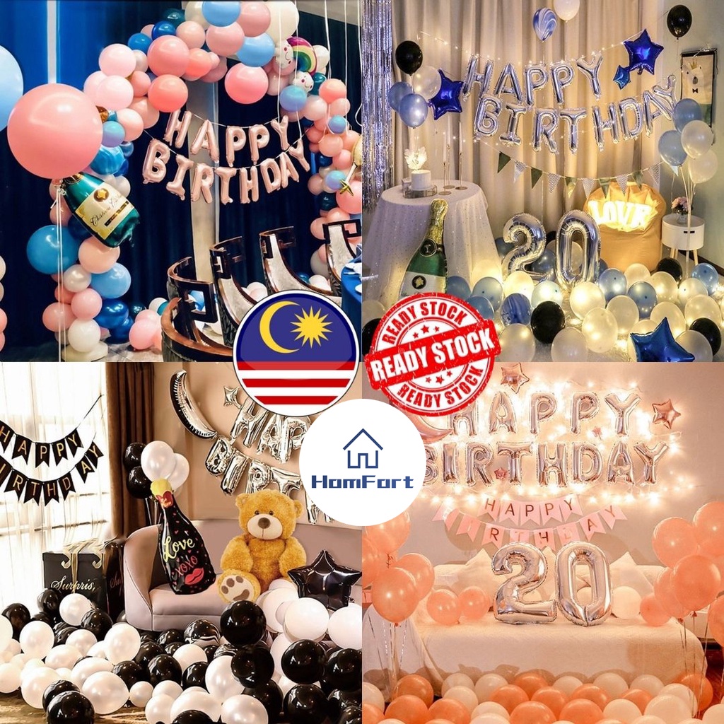 Belon Hari Jadi Happy Birthday Balloon Set Party Decoration For Adults ...