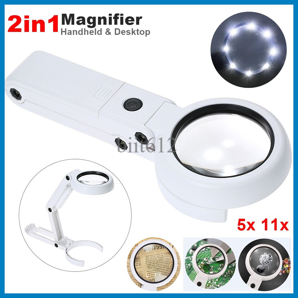 （READY STOCK) 2-IN-1 Handheld and Desktop Magnifier 5x 11x Magnifying ...