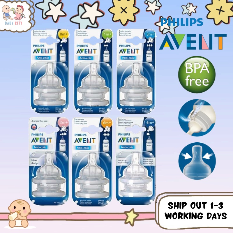 Philips AVENT Classic/Anti-Colic Silicone Teats/Puting/Nipple Baby ...