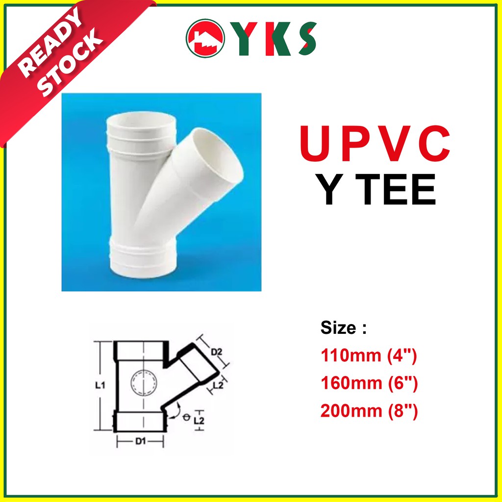 UPVC Y TEE - Pipe & Fittings System 110mm - 200mm / 4-8" | Shopee Malaysia