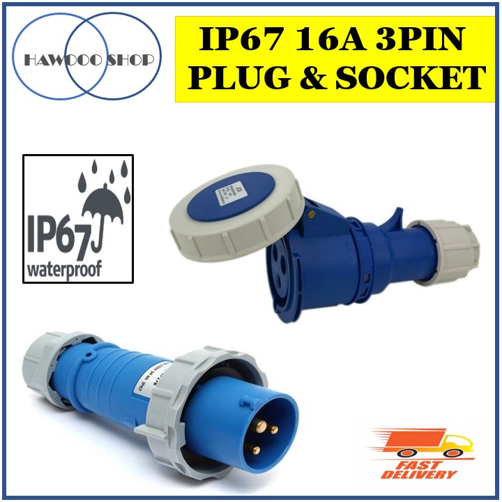 CEE 16A 3PIN IP67 WEATHERPROOF SOCKET & PLUG / IP67 3PIN 16A SAFETY ...