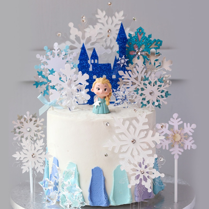 Frozen Princess Cupcake Toppers Castle Snowflake Kids Happy Birthday ...